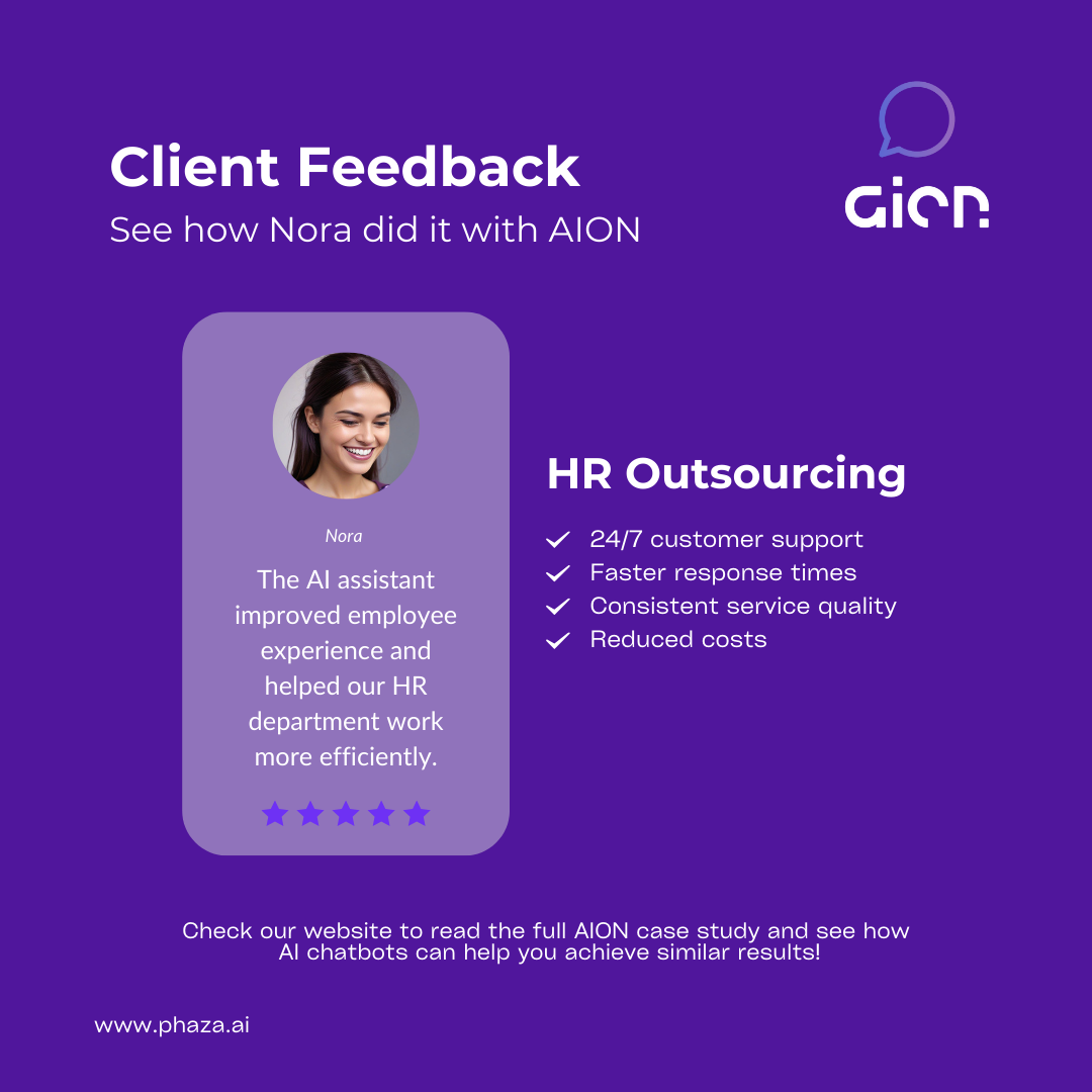 Case Study: HR Outsourcing Success with AION AI Chatbot by Phaza AI